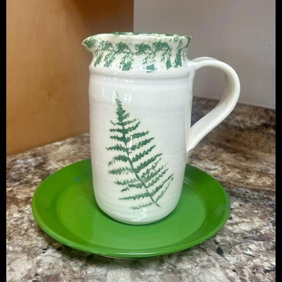 Other | Handpainted Pottery Milk And Cookie Pitcher With Serving Tray ...